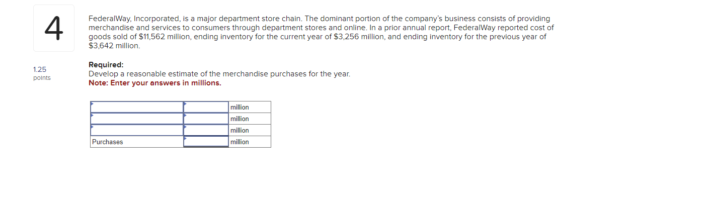 Solved FederalWay, Incorporated, is a major department store | Chegg.com