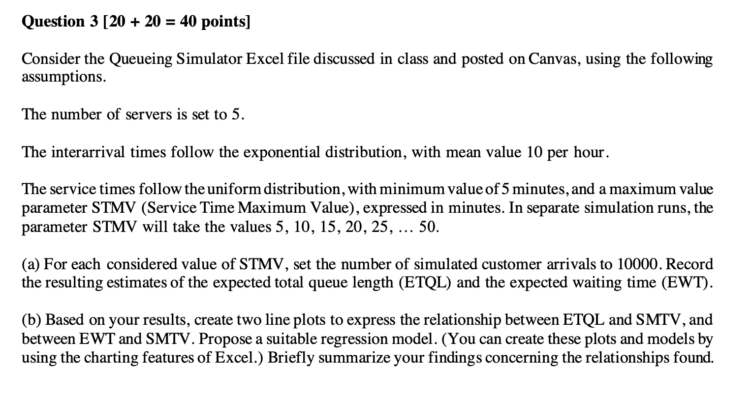 Solved Question 3[20+20=40 points ] Consider the Queueing | Chegg.com