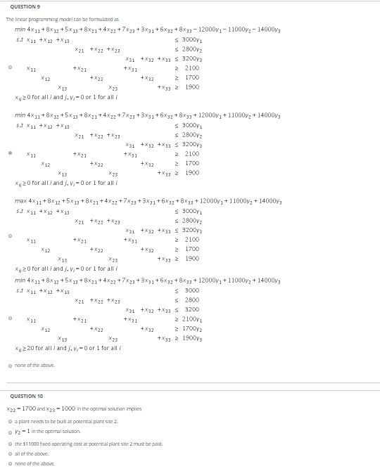 Solved QUESTION 6 The constraint for the potential plant | Chegg.com