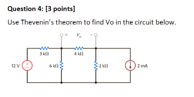 Solved Use Thevenin's theorem to find Vo in the circuit | Chegg.com