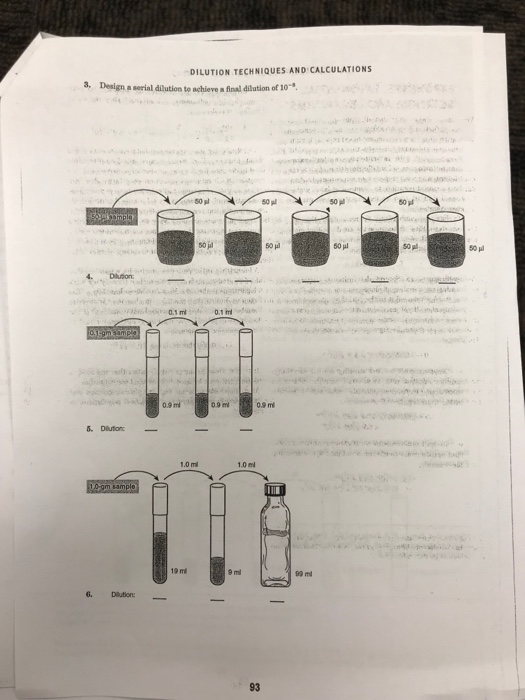 Solved DILUTION TECHNIQUES AND CALCULATIONS 3. Design a | Chegg.com
