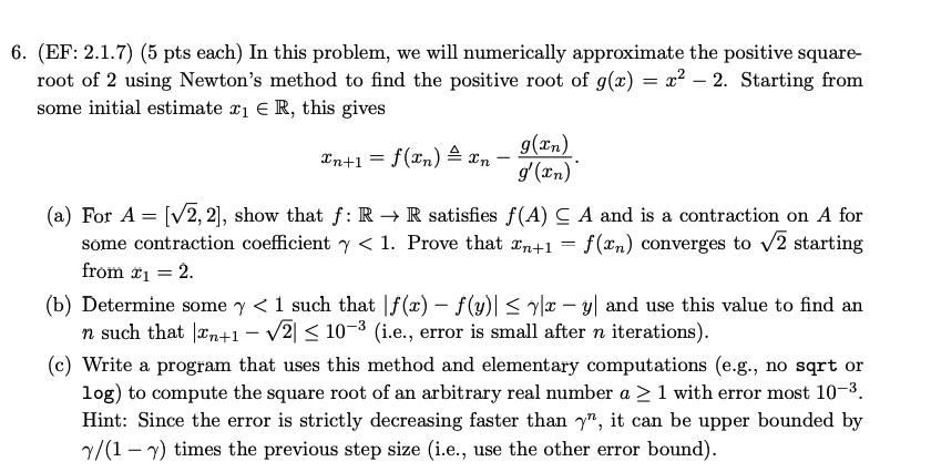 Solved (EF: 2.1.7) (5 pts each) In this problem, we will | Chegg.com