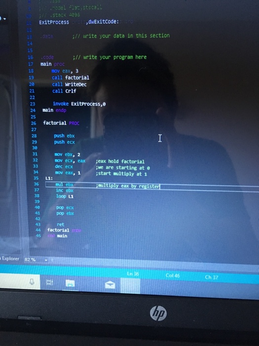 Solved ExitProcess ,dwExitcode: ;/ write your data in this | Chegg.com