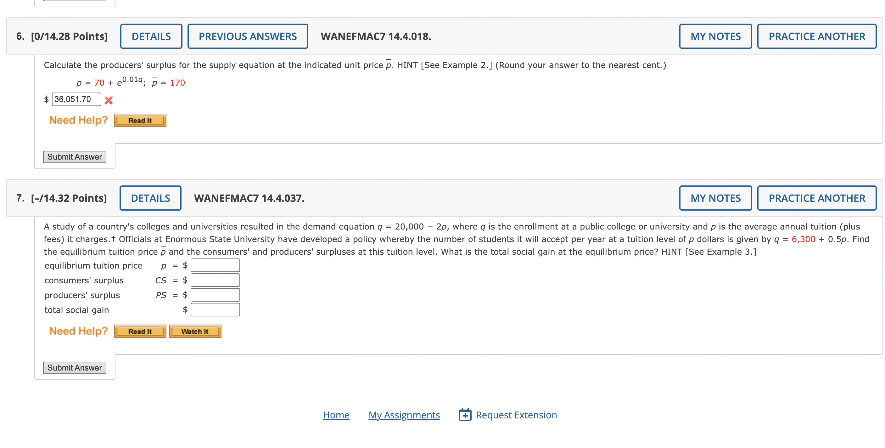 [0/14.28 Points] WANEFMAC7 14.4.018. Calculate the | Chegg.com