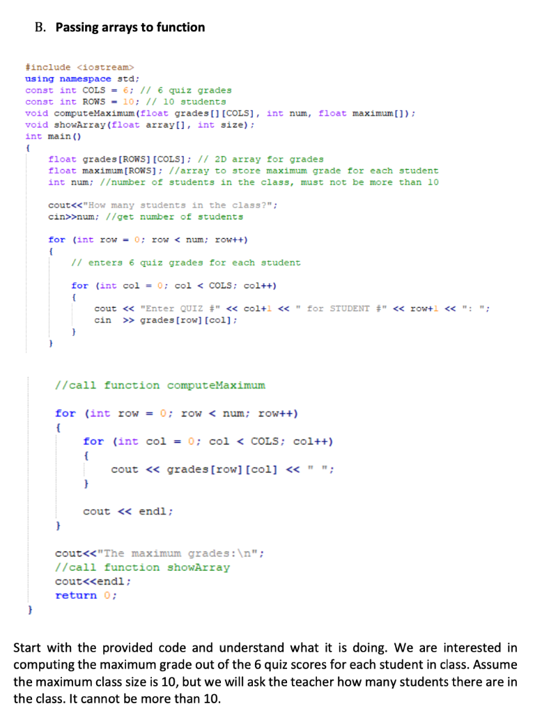 Solved B Passing Arrays To Function Include Using 4473