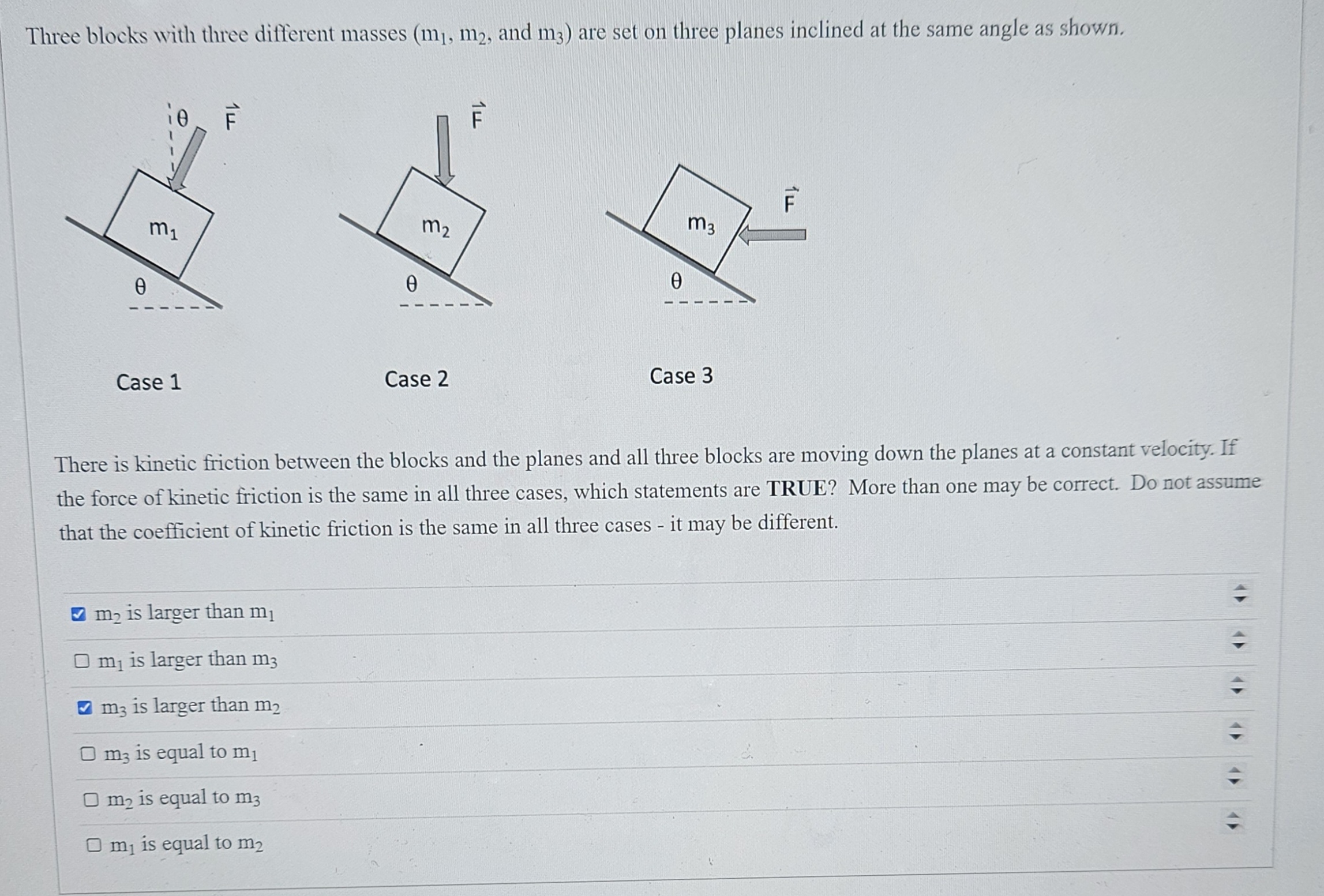 Solved Three blocks with three different masses (m1, m2, and | Chegg.com