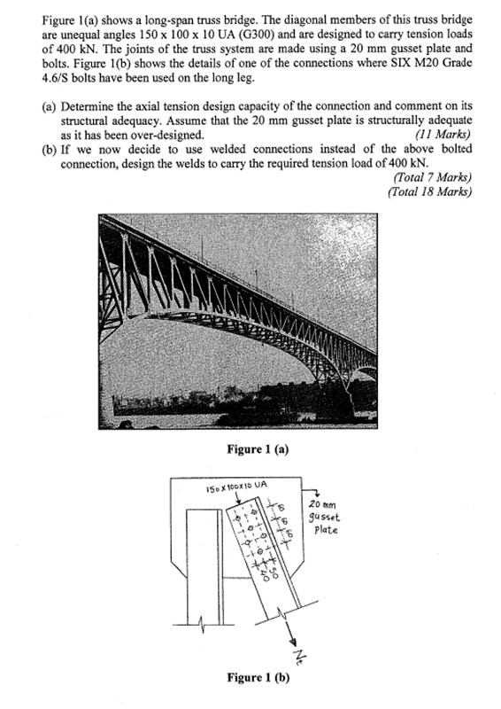 Solved Figure 1(a) shows a long-span truss bridge. The | Chegg.com