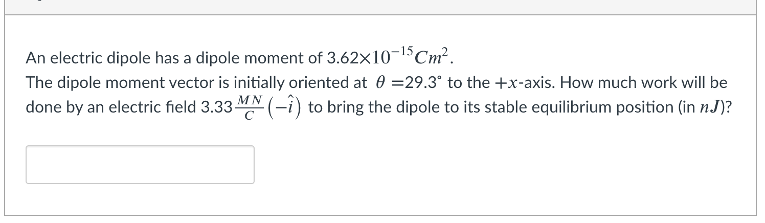Solved An electric dipole has a dipole moment of | Chegg.com