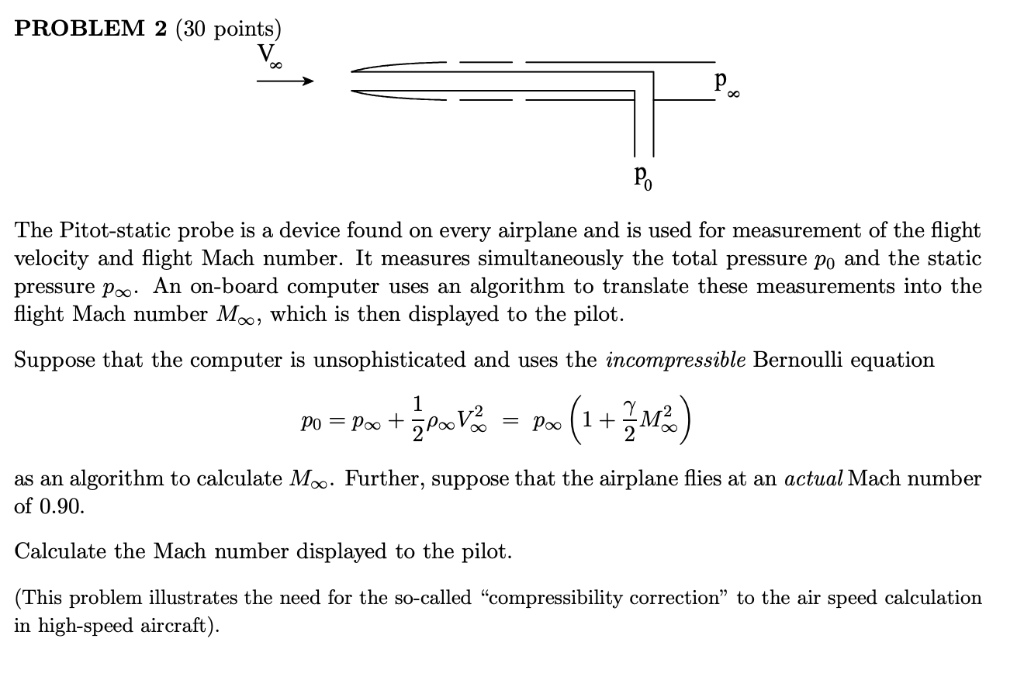 PROBLEM 2 (30 points) The Pitot-static probe is a | Chegg.com
