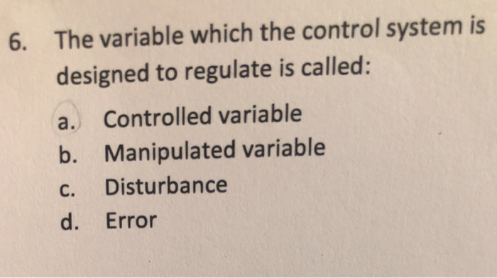 Solved The Variable Which The Control System Is Designed To 