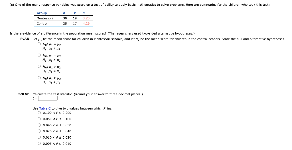Solved This exercise is based on summary statistics rather | Chegg.com