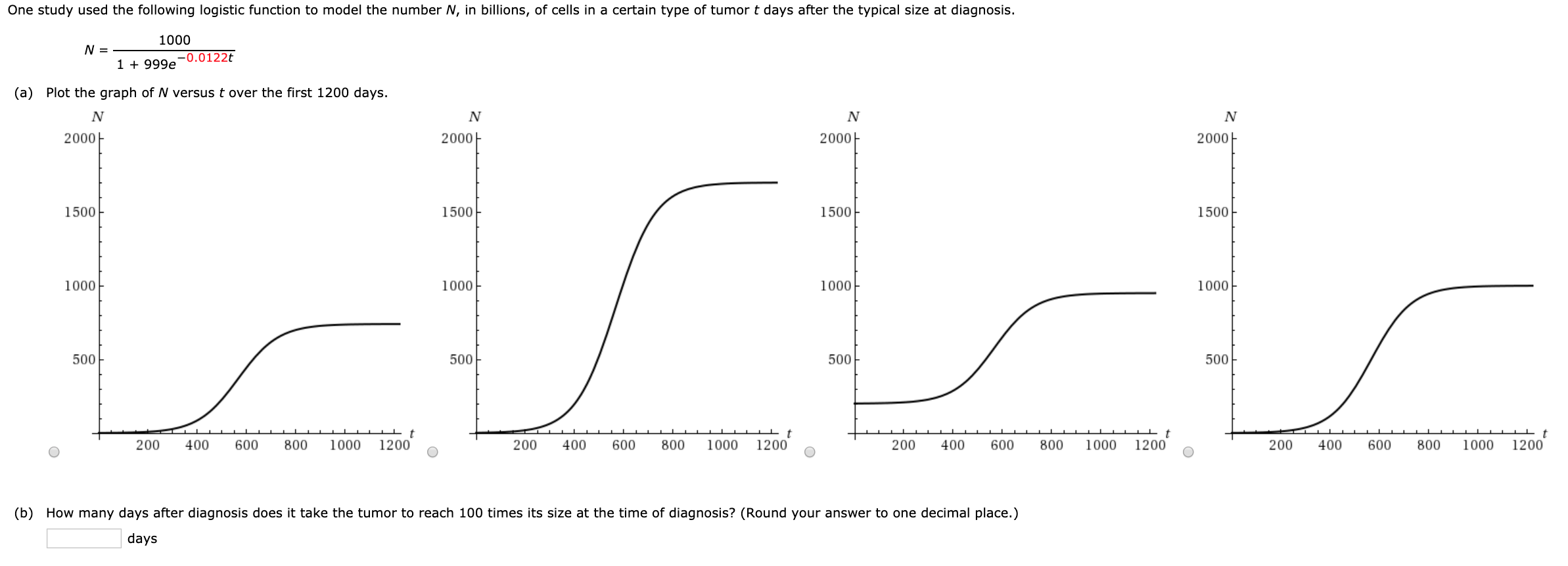 Solved One study used the following logistic function to | Chegg.com