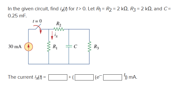 Solved In the given circuit, find ix(t) ﻿for t>0. ﻿Let | Chegg.com