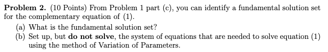 Solved Problem 2. (10 Points) From Problem 1 part (c), you | Chegg.com