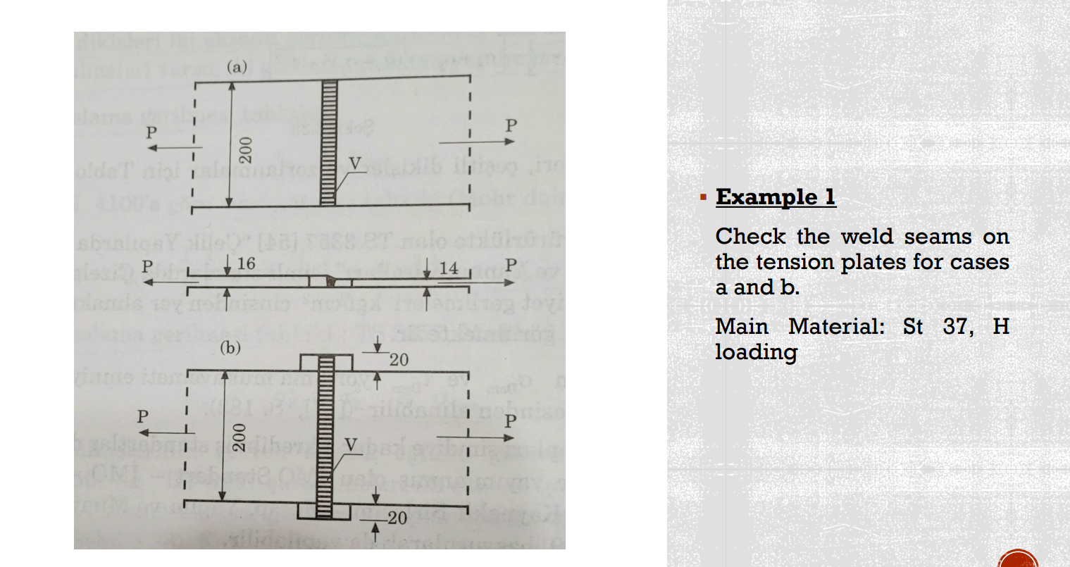 Solved - Example 1 Check the weld seams on the tension | Chegg.com