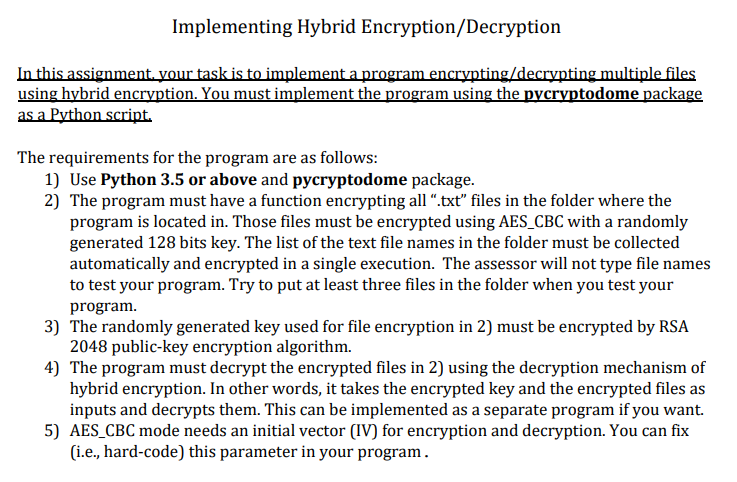 Solved Implementing Hybrid Encryption/Decryption In this | Chegg.com