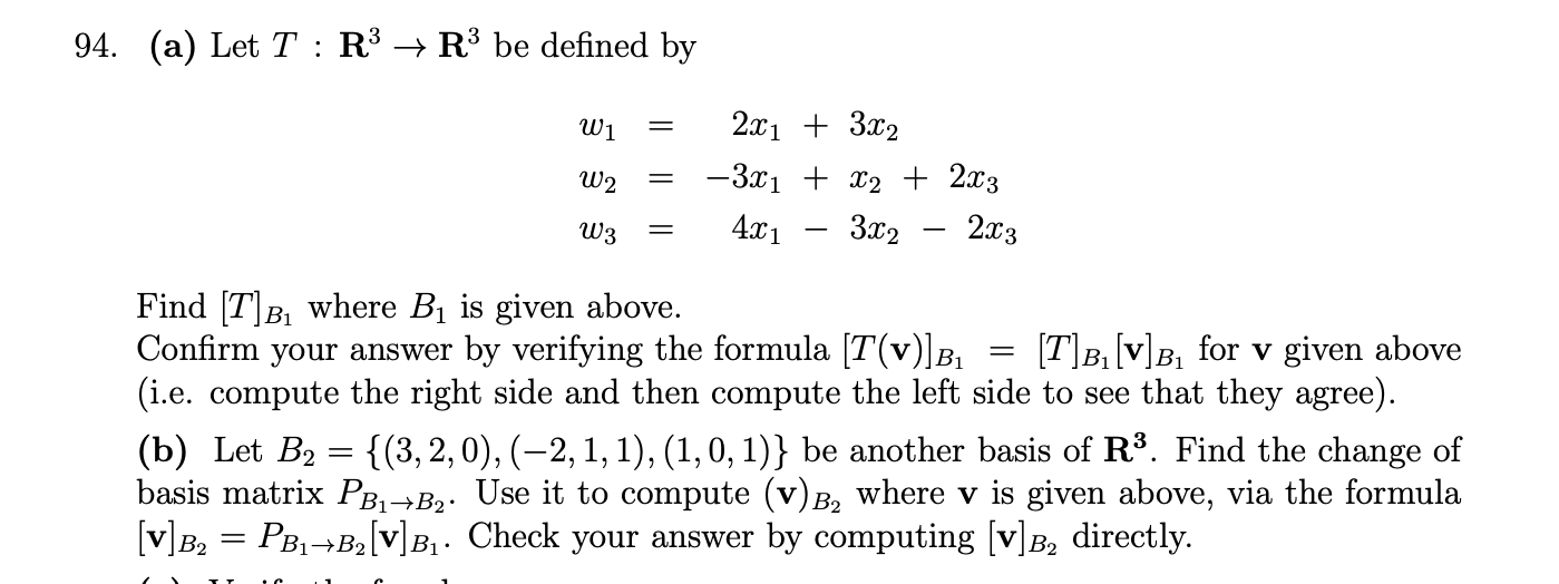 94. (a) Let T:R3→R3 be defined by | Chegg.com