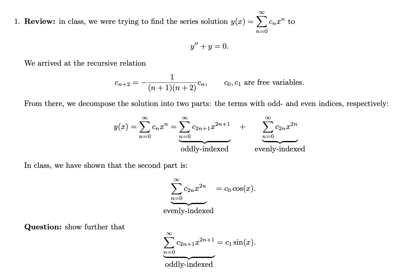Solved 1. Review: in class, we were trying to find the | Chegg.com