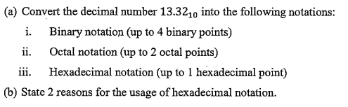 Solved (a) ﻿Convert the decimal number 13.3210 ﻿into the | Chegg.com