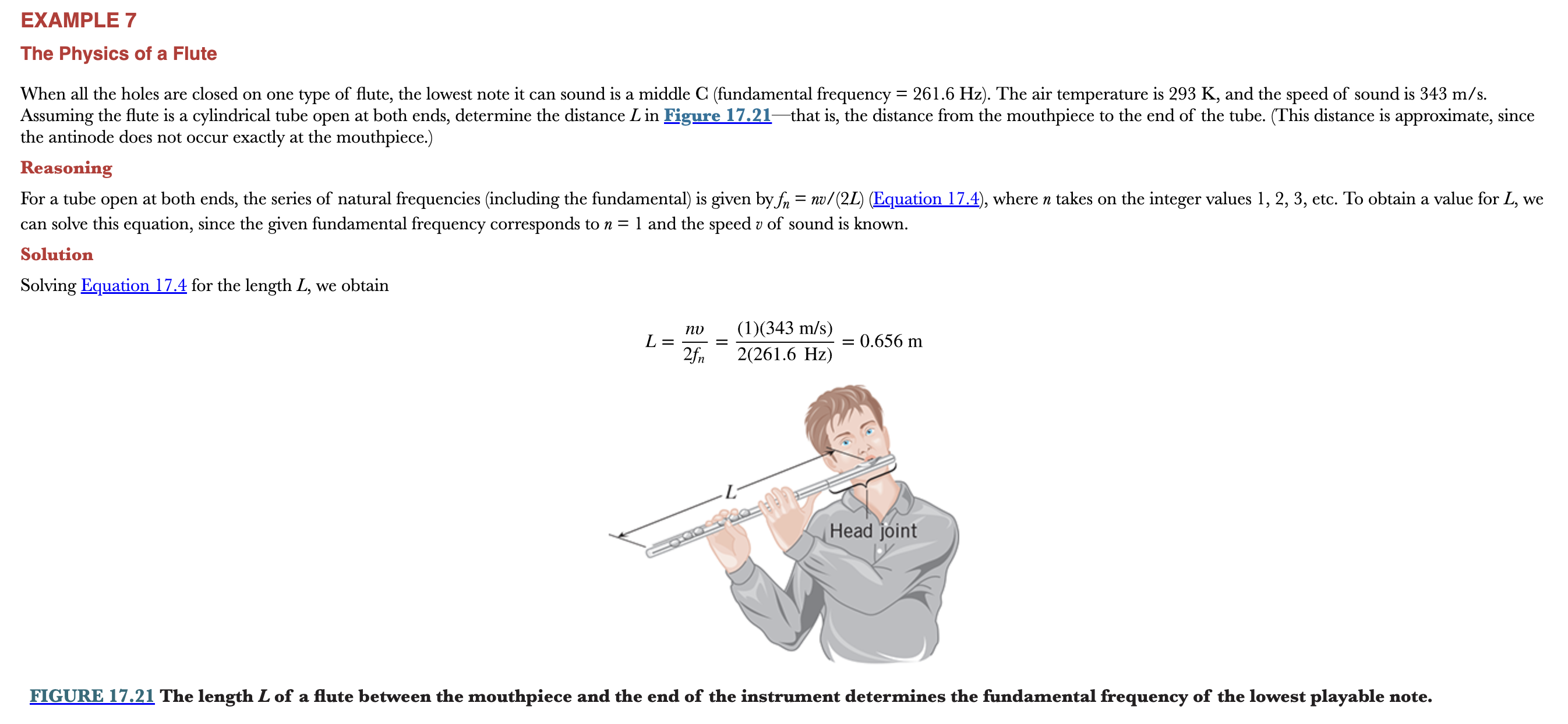 Solved A flautist is playing the flute discussed in Example | Chegg.com