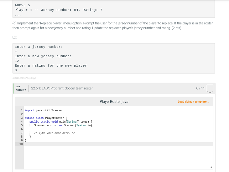 Solved 22.6 LAB*: Program: Soccer team roster This program | Chegg.com