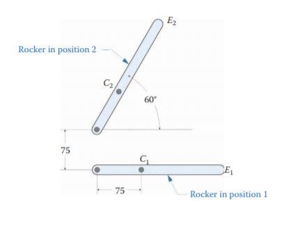 Solved A line on the rocker of a fourbar linkage passes | Chegg.com