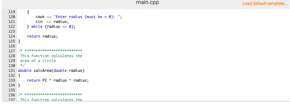 Solved 7.20 Lab Circle (Functions) Defining, Declaring, and | Chegg.com