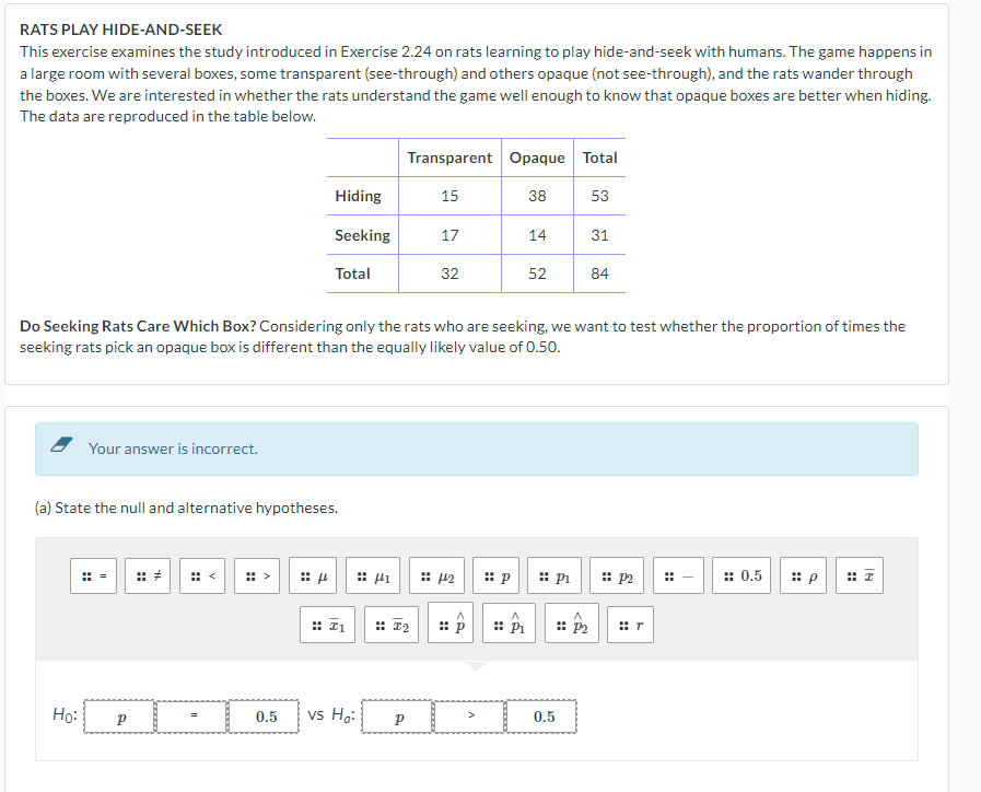 Solved RATS PLAY HIDE-AND-SEEK This exercise examines the | Chegg.com