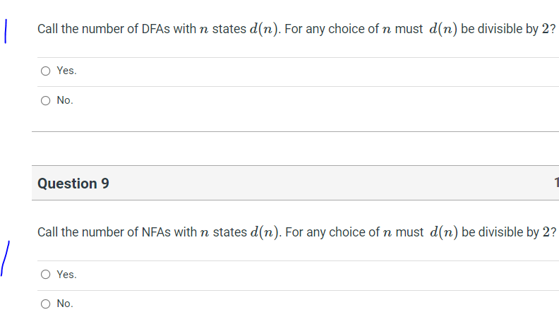 Solved Call the number of DFAs with n states d(n). For any | Chegg.com