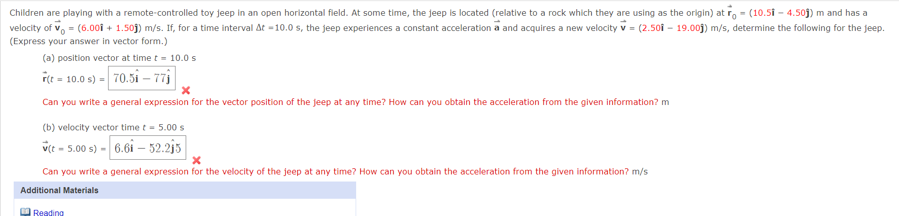 Solved (Express your answer in vector form.) (a) position | Chegg.com
