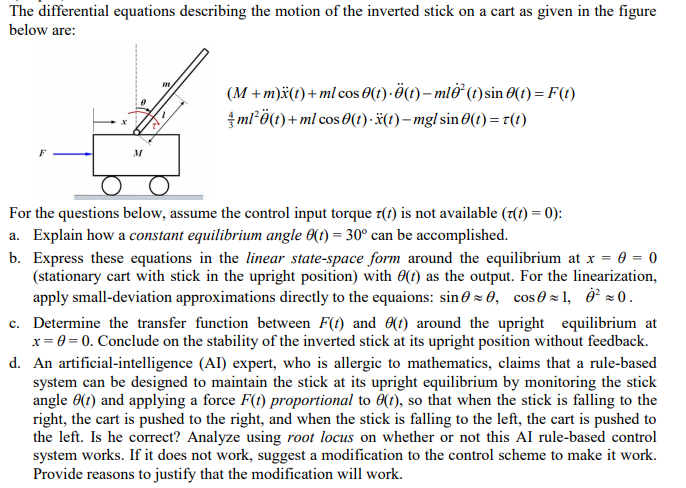 Solved The differential equations describing the motion of | Chegg.com