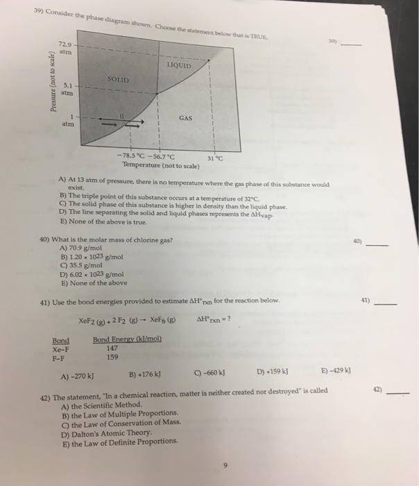 Solved 39) Consider phase diagram shown Choose the statement | Chegg.com