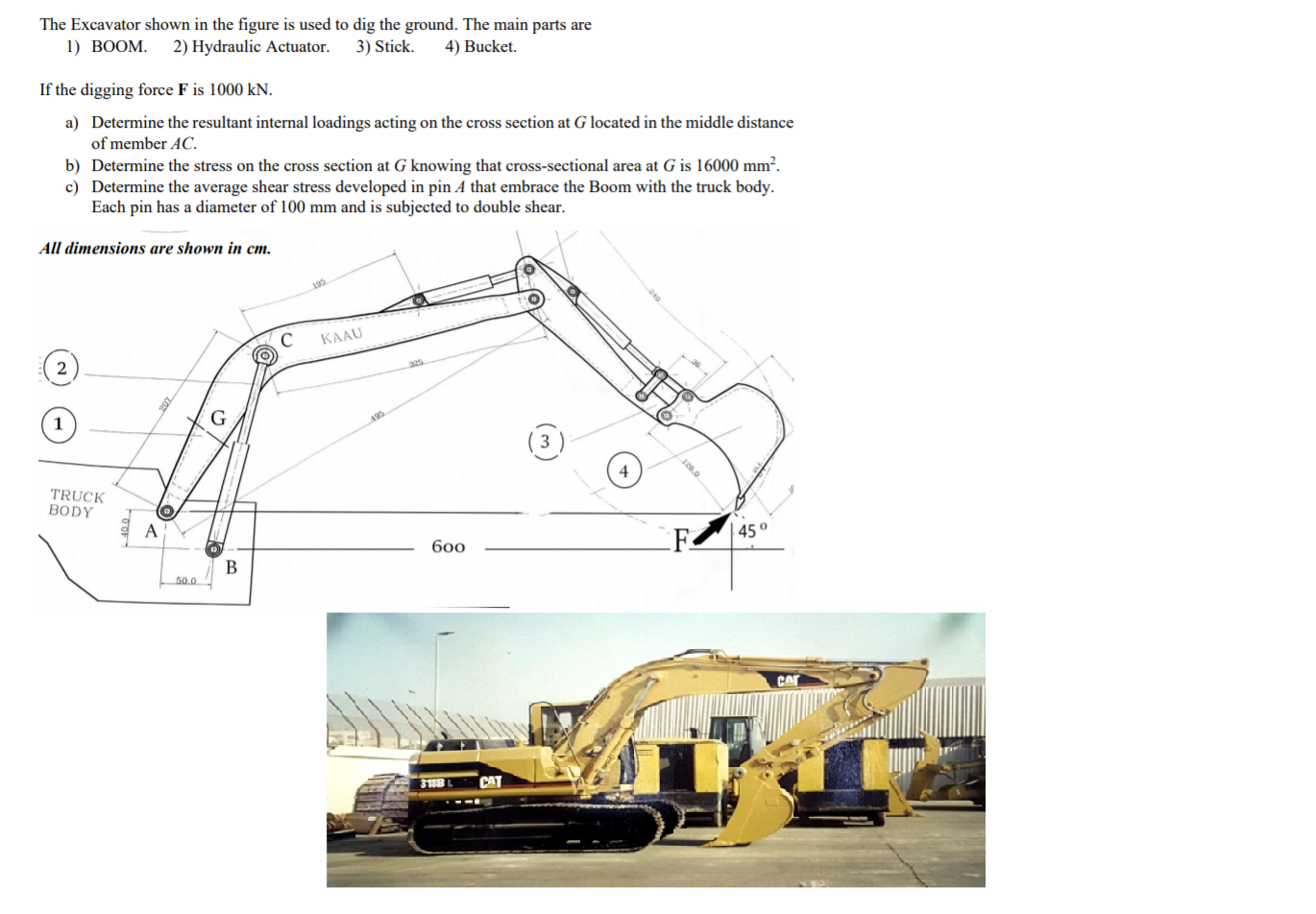 The Excavator shown in the figure is used to dig the | Chegg.com
