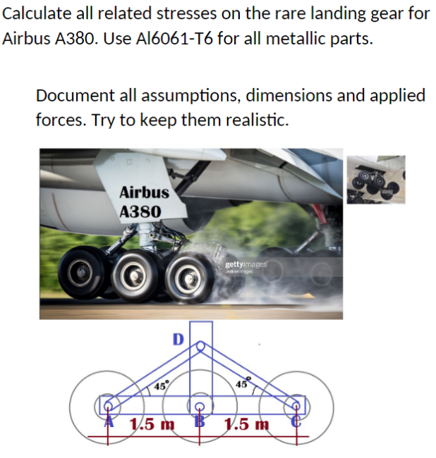 Solved alculate all related stresses on the rare landing | Chegg.com
