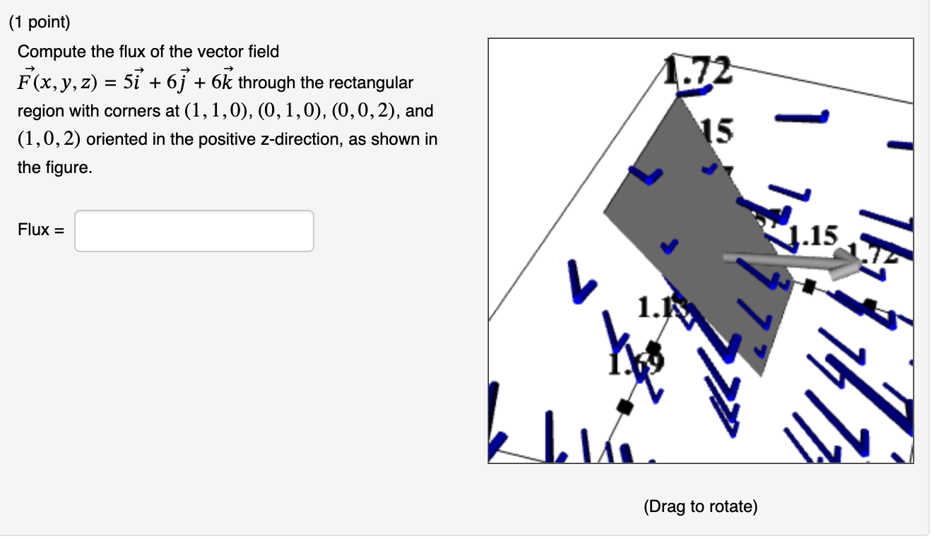 Solved (1 point) Compute the flux of the vector field | Chegg.com