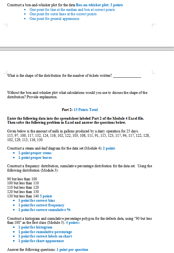 Construct a box-and-whisker plot for the data | Chegg.com