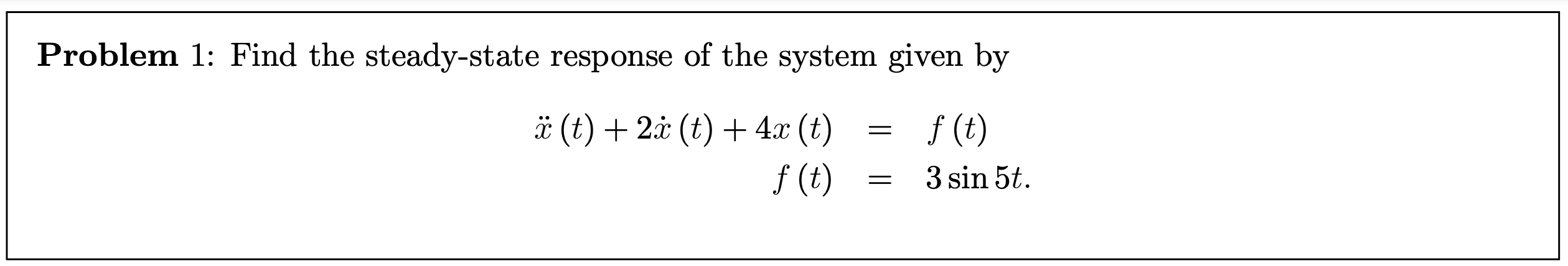 Solved Problem 1: Find the steady-state response of ﻿the | Chegg.com