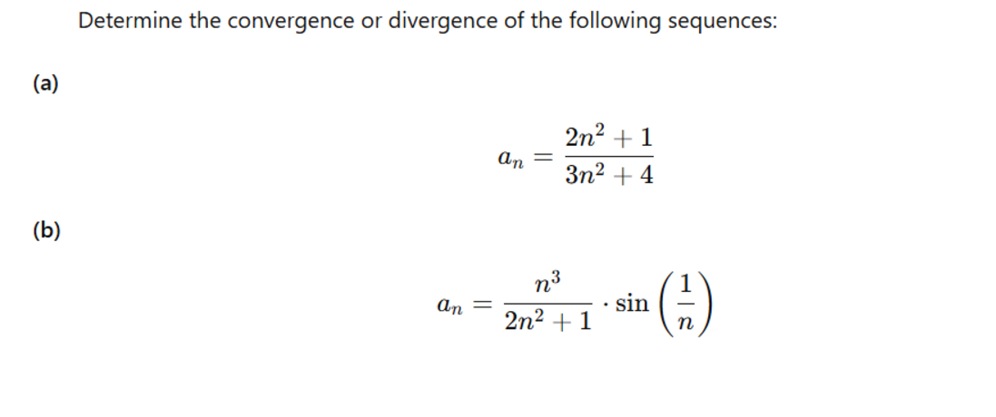 Determine the convergence or ﻿divergence of ﻿the | Chegg.com