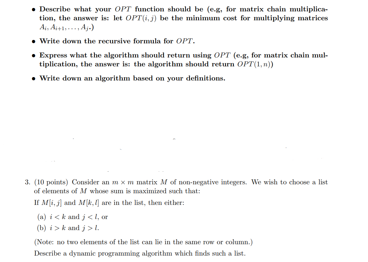 Consider an m × m matrix M of non-negative integers. | Chegg.com