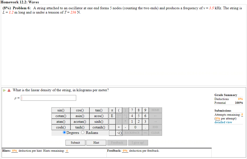 Solved Homework 12.2: Waves (8%) Problem 6: A string | Chegg.com