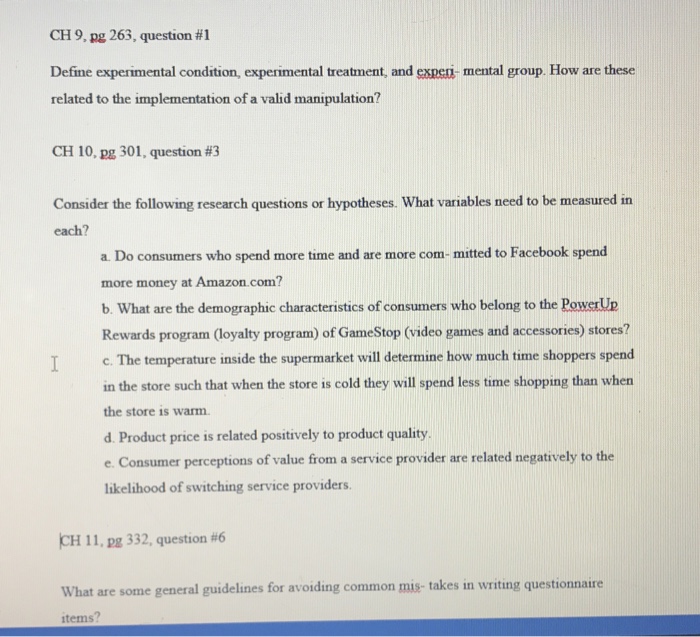 Solved Define experimental condition, experimental | Chegg.com