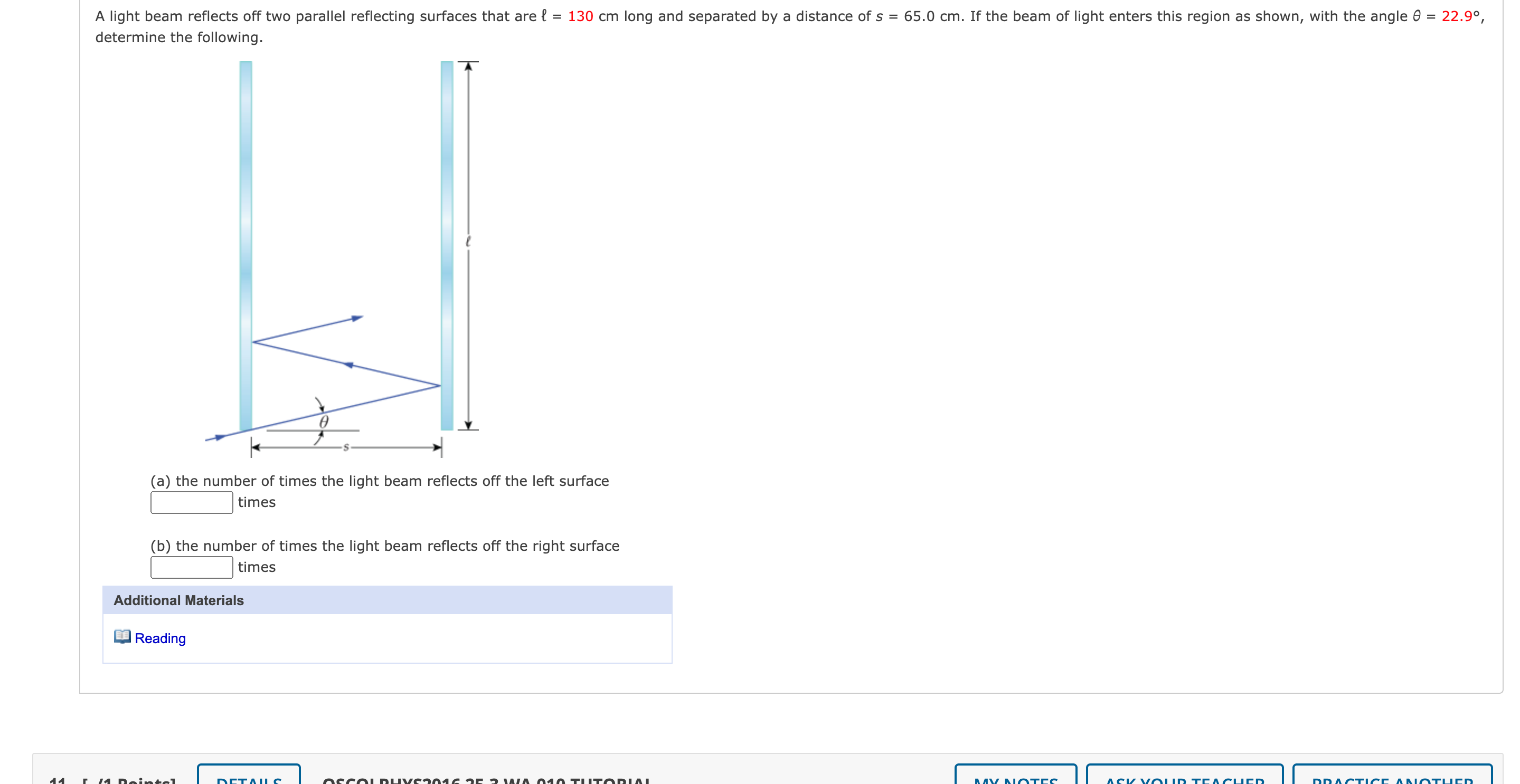Solved (a) the number of times the light beam reflects off | Chegg.com