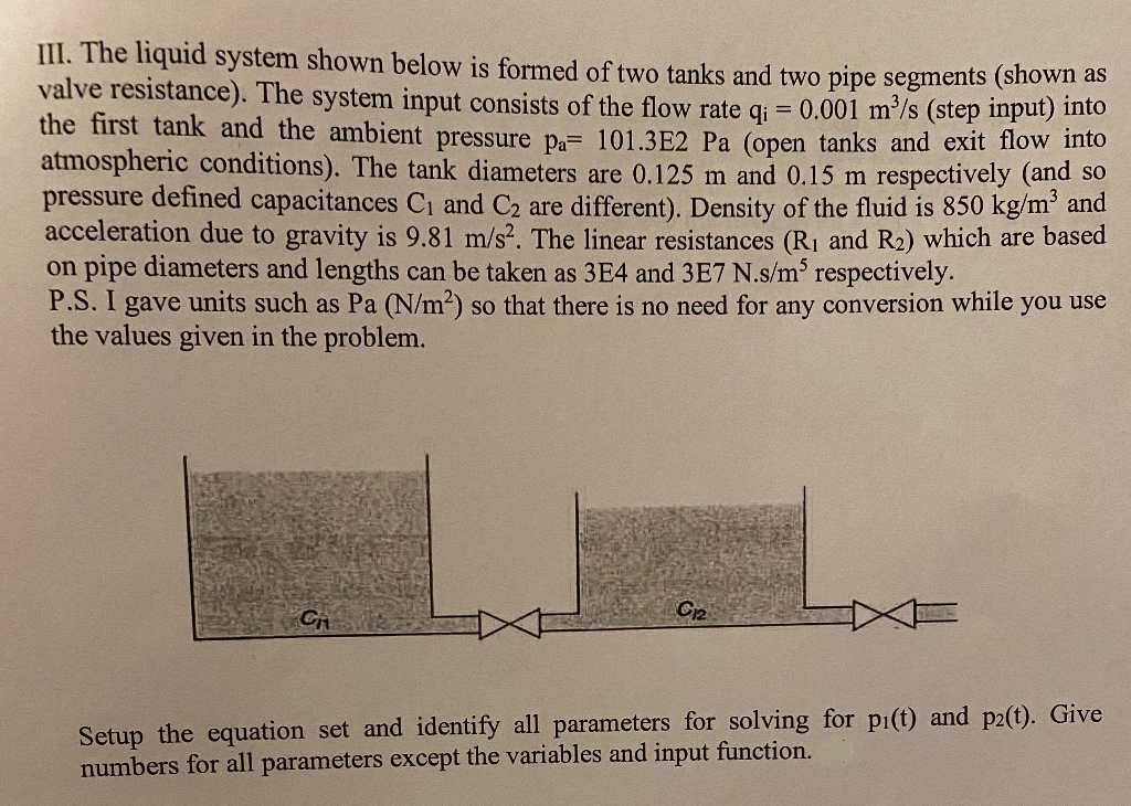 III. The liquid system shown below is formed of two | Chegg.com