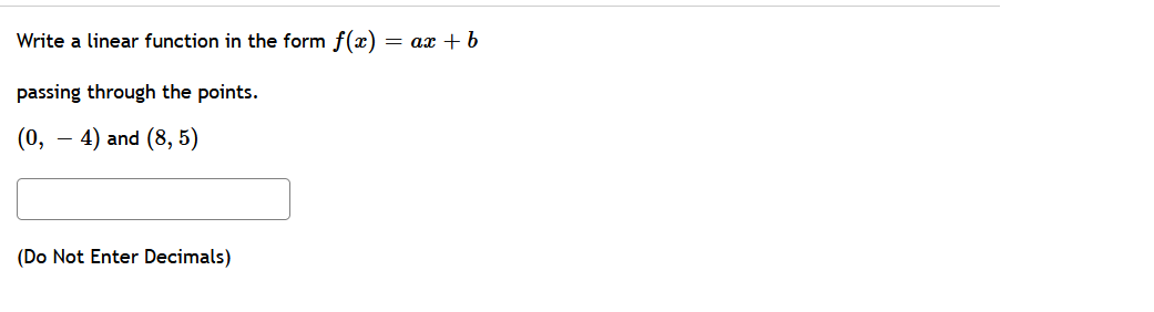 Solved Write a linear function in the form f(x) passing | Chegg.com