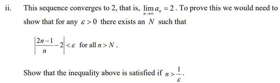 Solved Consider the infinite sequence {an=n2n−1}n=1∞. i. | Chegg.com