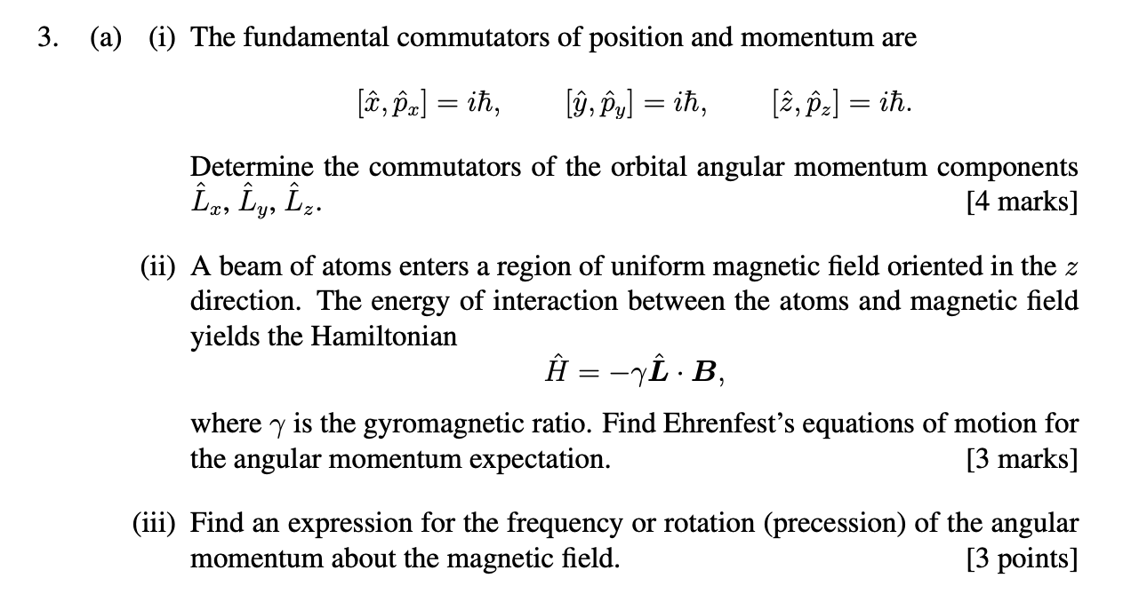 Solved 3 A I The Fundamental Commutators Of Position 