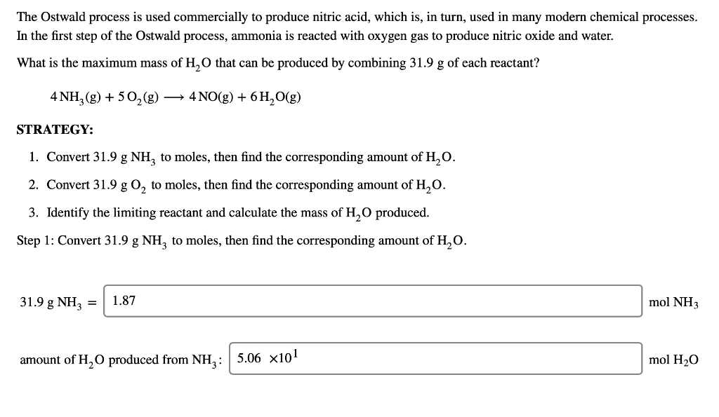 Solved (The answer below is wrong) The Ostwald process is | Chegg.com