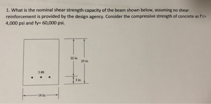 Solved 1. What is the nominal shear strength capacity of the | Chegg.com