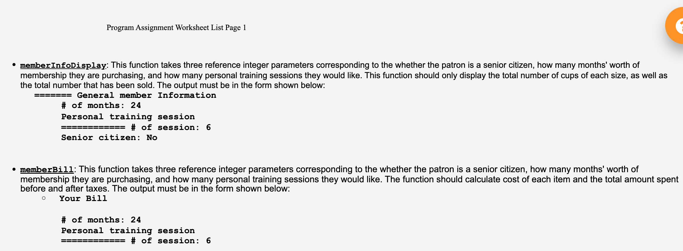 Solved Problem specification: Programming Exercises Chapter | Chegg.com
