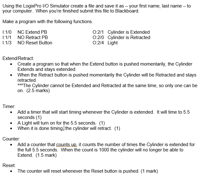 Using the LogixPro I/O Simulator create a file and | Chegg.com
